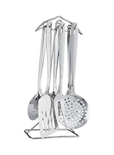 Stainless Steel Utensils Set With Holder, 7 Pieces Silver price in ...