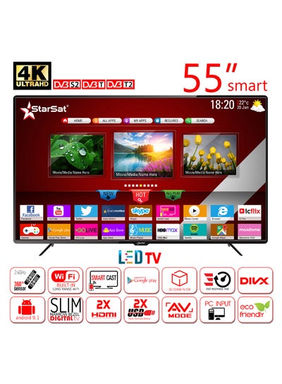55-Inch Full HD Android9.1 Smart LED TV StarSat-55 Smart Black price in ...