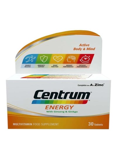 Centrum Energy, 30 Tablets, Multivitamin with Ginseng and Gingko Biloba ...